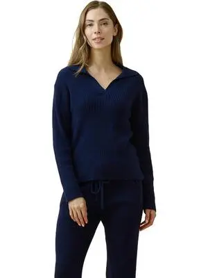 KIP Merino Cashmere Lounge Sweater Midnight Blue