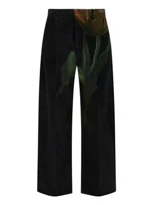 Marni X Slawn & Soldier Tulip-print Velvet Trousers - Black