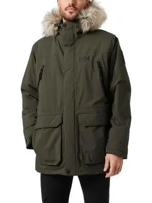 Helly Hansen Reine Waterproof Insulated Parka With Faux Fur Trim Hood - Utility Green