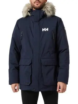 Helly Hansen Reine Waterproof Insulated Parka With Faux Fur Trim Hood - Navy