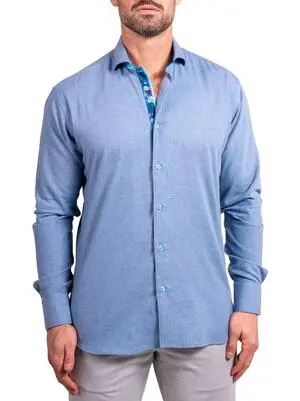 MACEOO Einstein Ascension Contemporary Fit Button-up Shirt - Blue