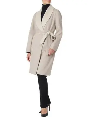 Sofia Cashmere Double Face Wool And Cashmere Wrap Coat - Oatmeal/beige