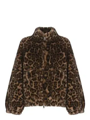 BETTA CORRADI Faux Fur Animalier Coat - Brown