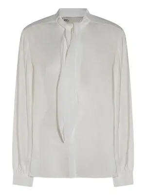 Tory Burch Georgette Bow Blouse - Marshmallow