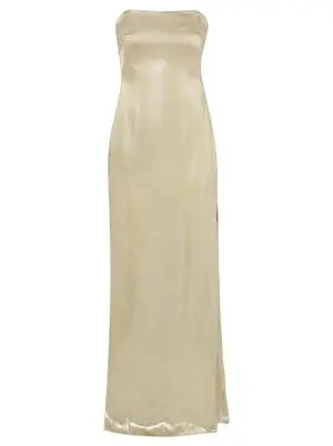 Galvan Galvanized Strapless Metallic Gown - Silver