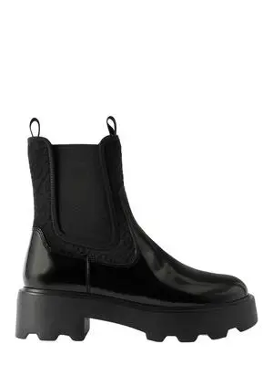 Tory Burch Neoprene-trimmed Patent-leather Chelsea Boots - Black