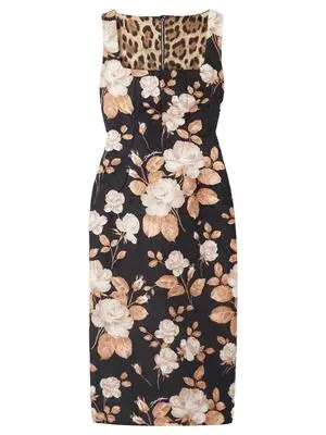 Dolce & Gabbana Cotton And Silk-blend Jacquard Midi Dress - Black