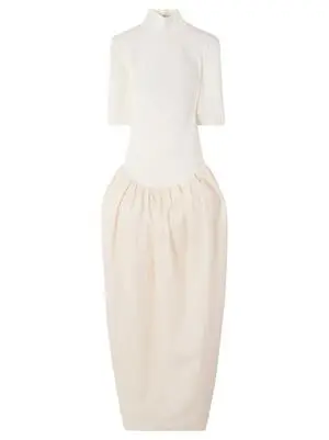 Magda Butrym Asymmetric Pleated Cotton-poplin Dress - Neutrals