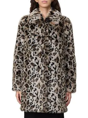 TWINSET Faux Fur Coat With Animal Print - Multicolor