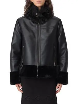 TWINSET Shearling And Leather Jacket - Black