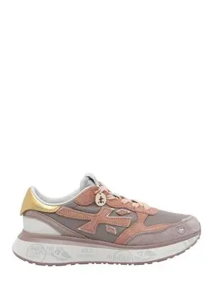 Premiata Premiata Beige Suede And Mesh Sneakers Pink