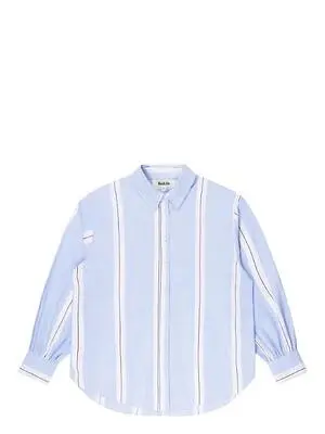 RO&ZO Striped Relaxed-fit Cotton Shirt - Blue