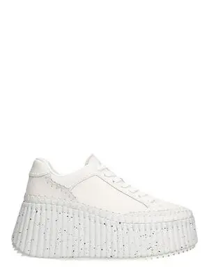 Chloé Nama Wedge Leather Trainers - White