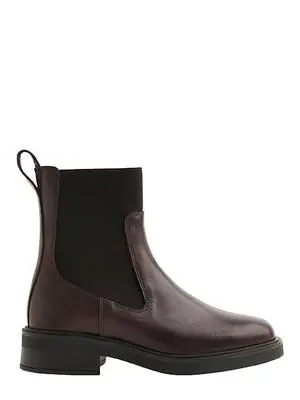 Whistles Elasticated Leather Chelsea Boots - Plum/claret