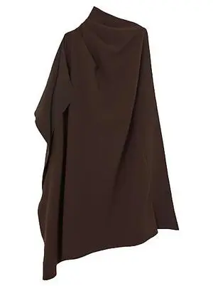 REISS Ellery Draped One-shoulder Mini Dress - Chocolate Brown