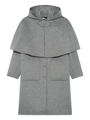 The Kooples Caped Hooded Wool-blend Coat - Grey