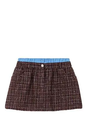 Maje Sequin-embellished Tweed Skort - Brown