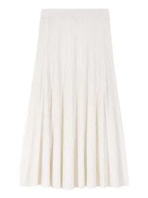 Maje Flared-hem High-waist Knitted Midi Skirt - Ecru