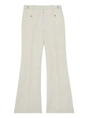 REISS Atelier Athena Flared Wool Trousers White