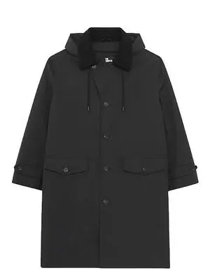 The Kooples Detachable-hood Side-pocket Shell Trench Coat - Black