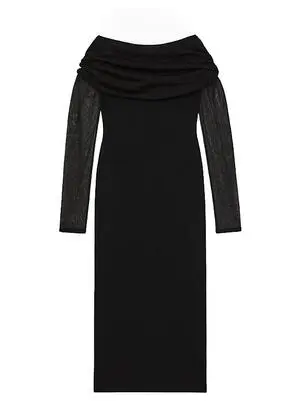 REISS Angelica Off-shoulder Stretch-knit Midi Dress - Black