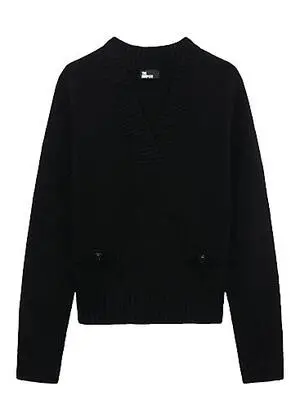The Kooples V-neck Wool Jumper - Black