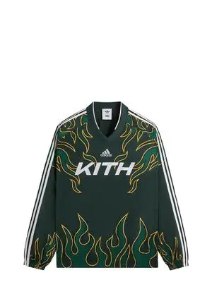 Kith For Adidas Football Long Sleeve Flame Pullover - Green