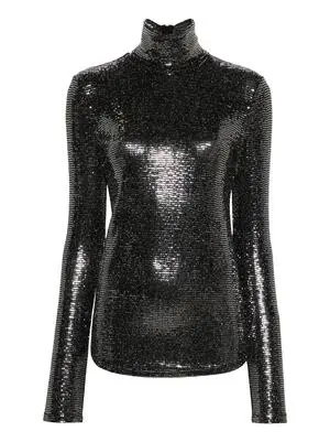 Isabel Marant Joyela Shiny High-neck Top - Black