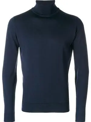 John Smedley Cherwell Long Sleeve Polo Shirt - Blue
