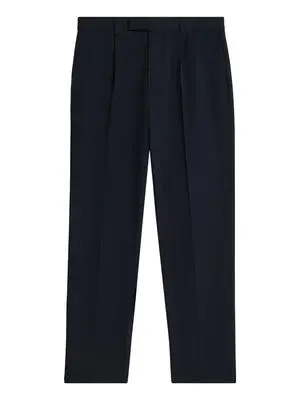 Zegna Cotton And Wool Single-Pleated Pants Blue