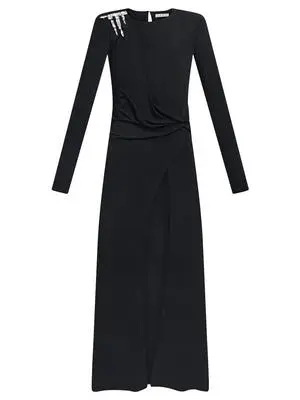 AREA Crystal-embellished Draped Gown - Black