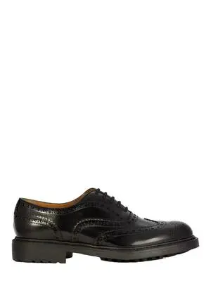 DOUCAL'S Leather Wingtip Oxford Shoes - Black