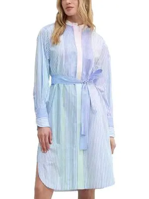 BOSS Striped Shirt Dress With Tie Belt - Blue