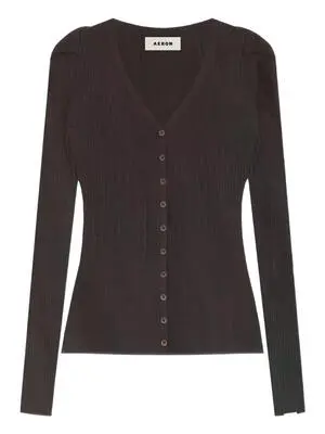 AERON V-neck Button-front Cardigan - Brown