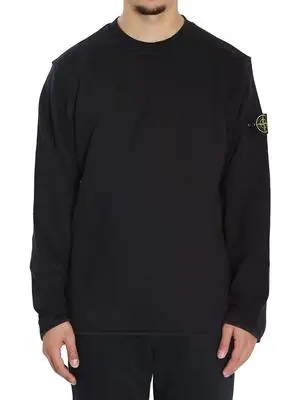 Stone Island Logo Badge Crew-neck Sweatshirt - Black