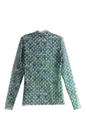YASSMIN SALEH Patterned Long-sleeve Top - Blue