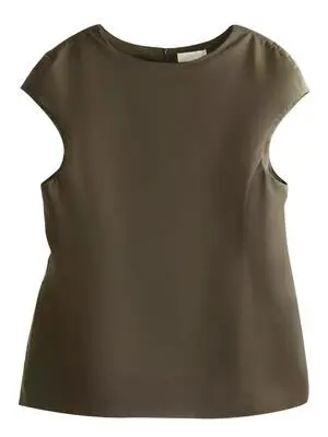 AMOMENTO Cap-sleeve Top - Brown