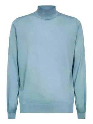 LARDINI Roll-neck Fine Knit Sweater - Blue