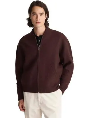 Madewell Boiled Wool Baseball Jacket - Espresso Bean