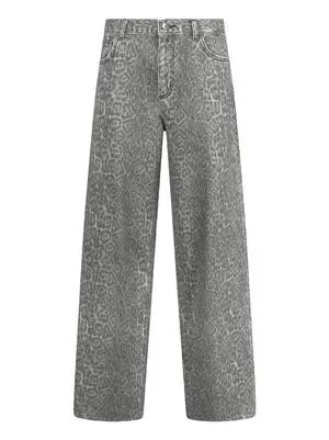 Liu Jo Animal Print Wide Leg Trousers - Grey
