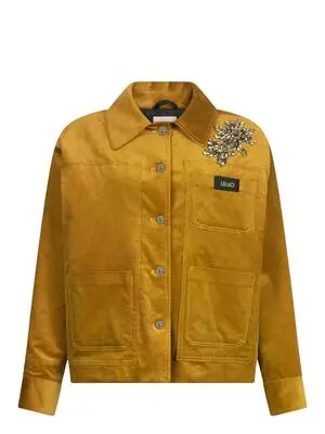Liu Jo Bejeweled Patch-pocket Velvet Jacket - Yellow