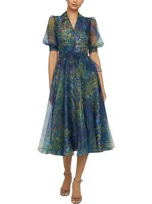 Theia Winnie Puff Sleeve Dress - Herbarium