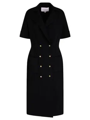 Carolina Herrera Double-breasted Wool-blend Midi Dress - Black