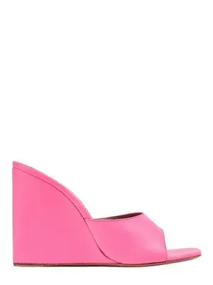 Amina Muaddi Lupita 95 Leather Wedge Mules - Pink