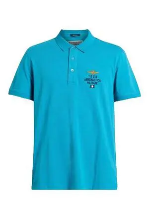 AERONAUTICA MILITARE Polo Shirt Azure Size Cotton - Blue