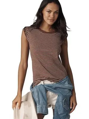 Rag & Bone Slub Striped Tee - Brown