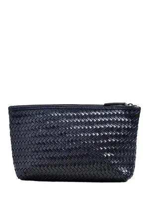 BEMBIEN Woven Leather Zip Pouch Navy