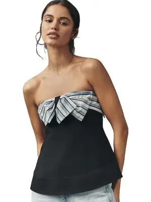 Maeve Strapless Bow Swing Top - Black