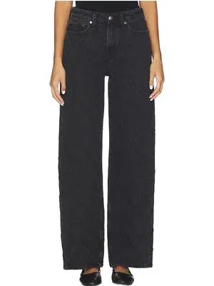 Rag & Bone Logan Quilted Wide Leg Jeans - Quilted Washed Black