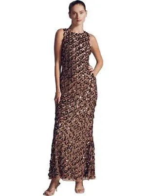 Mac Duggal Textured Column Maxi Dress - Bronze